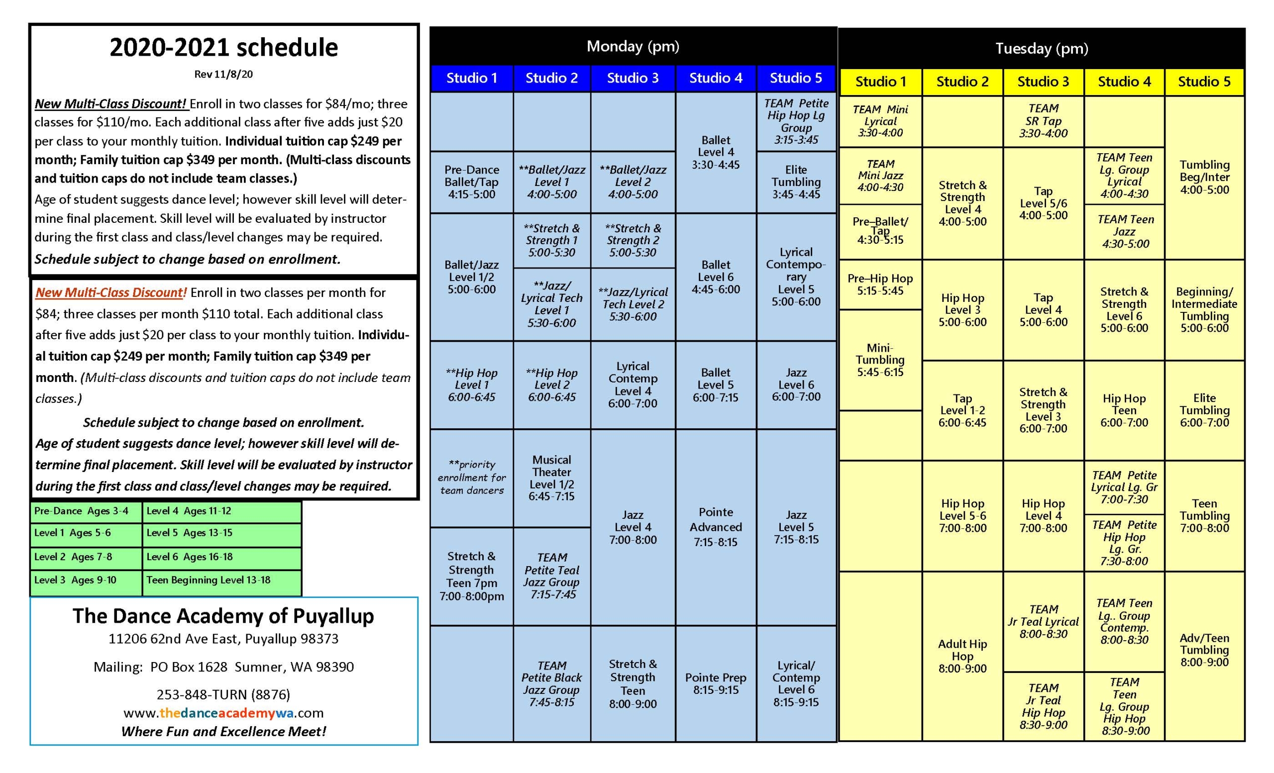 Schedule - The Dance Academy of Puyallup