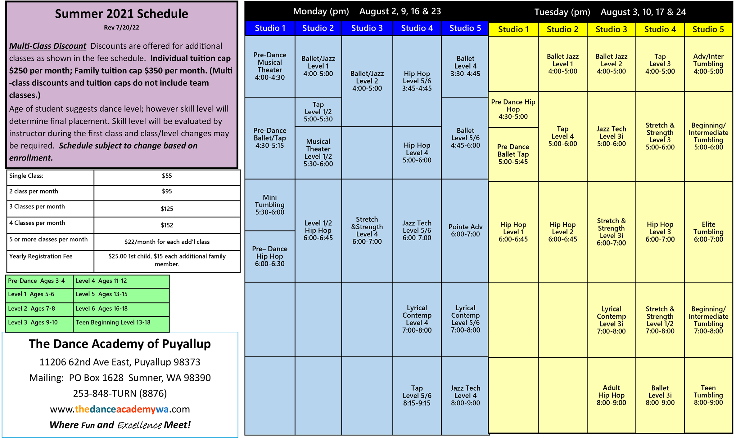 Schedule - The Dance Academy of Puyallup